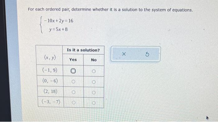 Solved For each ordered pair, determine whether it is a | Chegg.com