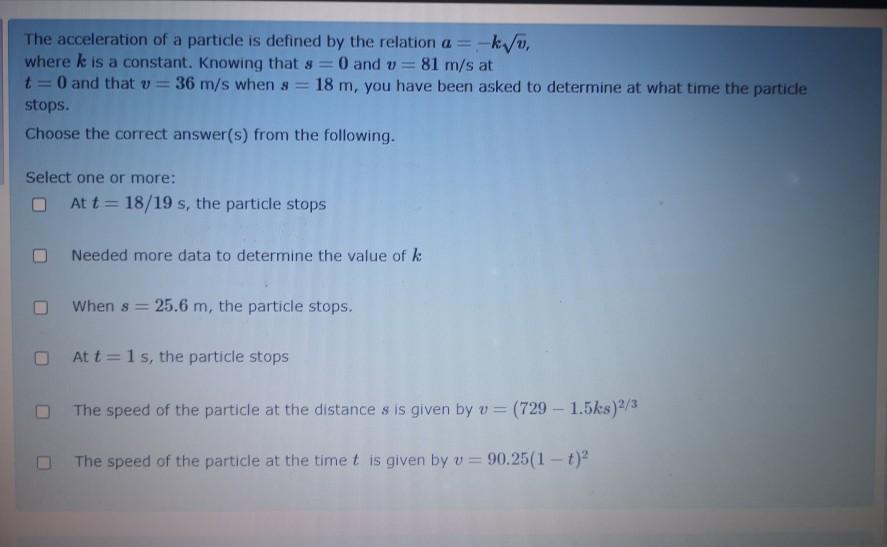 Solved The acceleration of a particle is defined by the | Chegg.com
