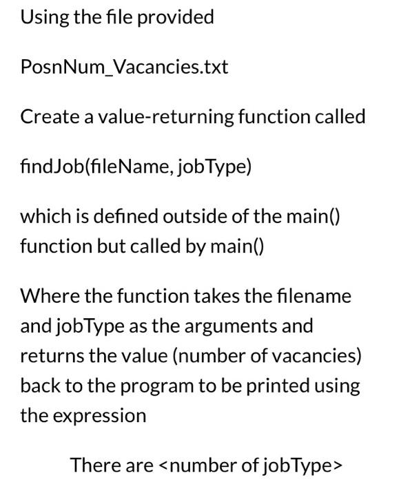Solved Using the file provided PosnNum_Vacancies.txt Create | Chegg.com