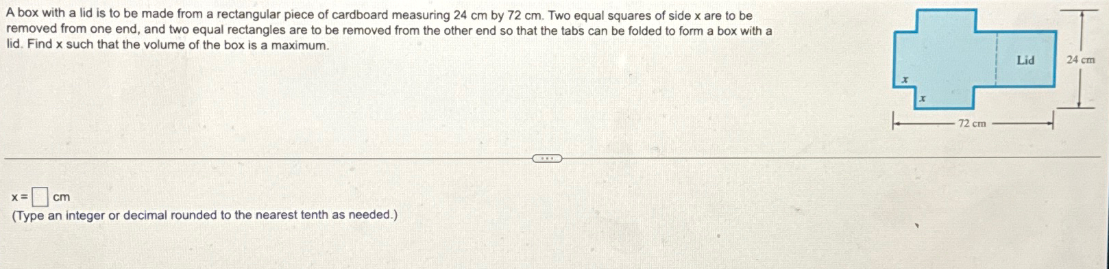 Solved A box with a lid is to be made from a rectangular | Chegg.com