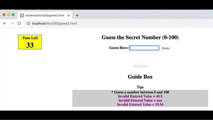 Solved Guess the Secret Number Game This is a traditional | Chegg.com