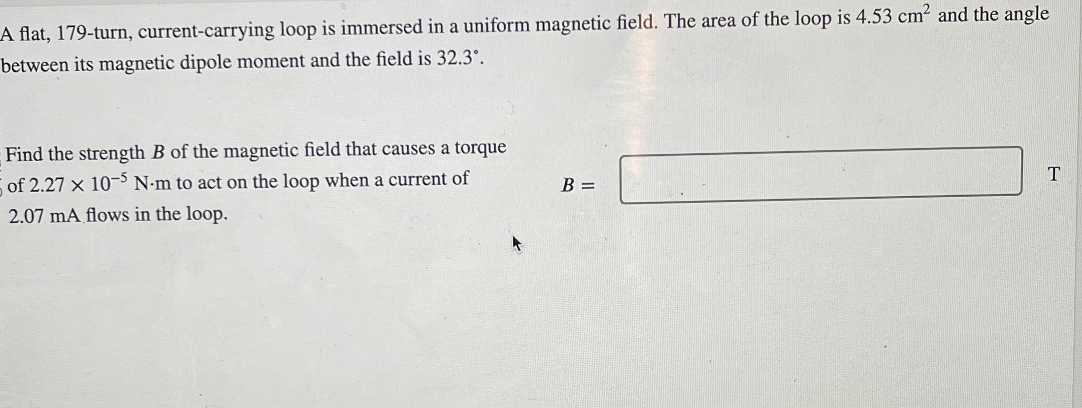 Solved A flat, 179-turn, current-carrying loop is immersed | Chegg.com