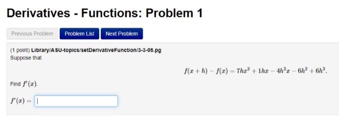 Solved Derivatives Functions Problem 1 Previous Problem
