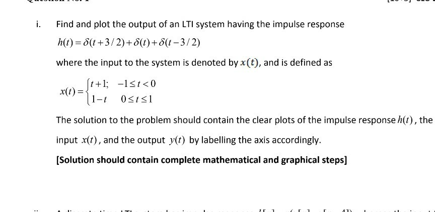 Solved i. Find and plot the output of an LTI system having | Chegg.com