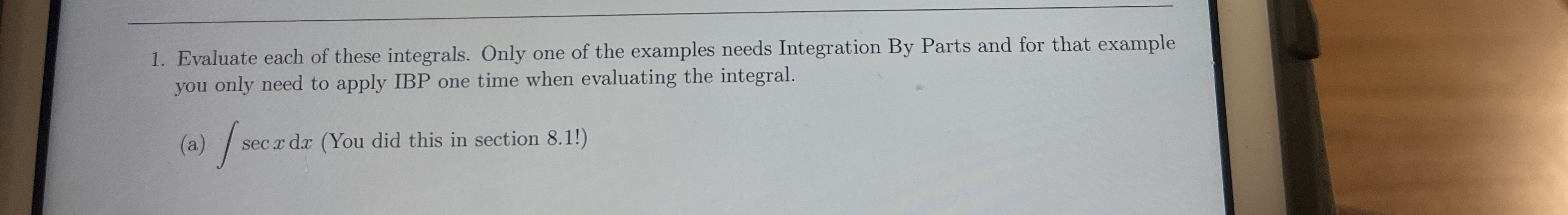 Solved Evaluate each of these integrals. Only one of the | Chegg.com