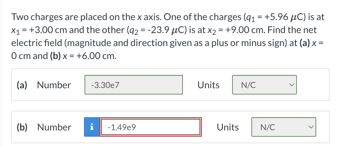 Solved Two charges are placed on the x ﻿axis. One of the | Chegg.com
