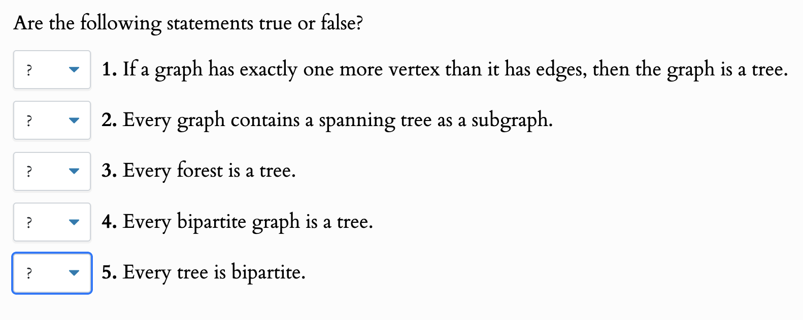 Solved Are the following statements true or false?If a graph | Chegg.com
