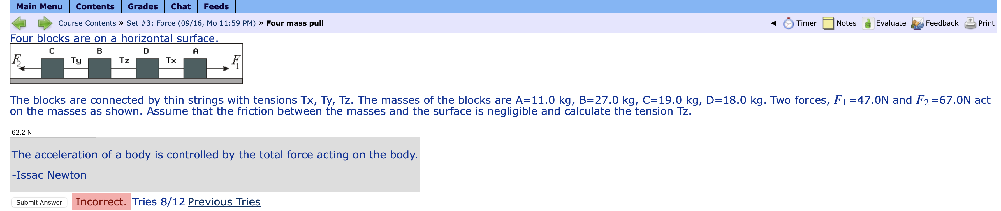 Solved Four blocks are on a horizontal surface.The blocks | Chegg.com