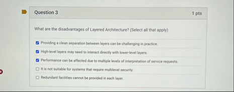 Solved Question 31 ﻿ptsWhat are the disadvantages of Layered | Chegg.com