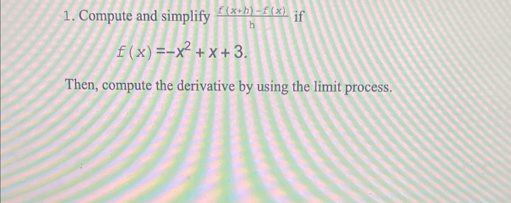 Solved Compute and simplify f(x+h)-f(x)h | Chegg.com
