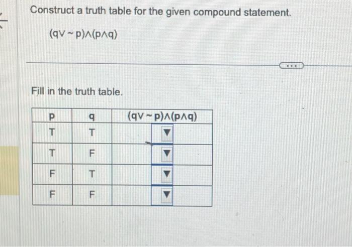 Solved Construct a truth table for the given compound | Chegg.com