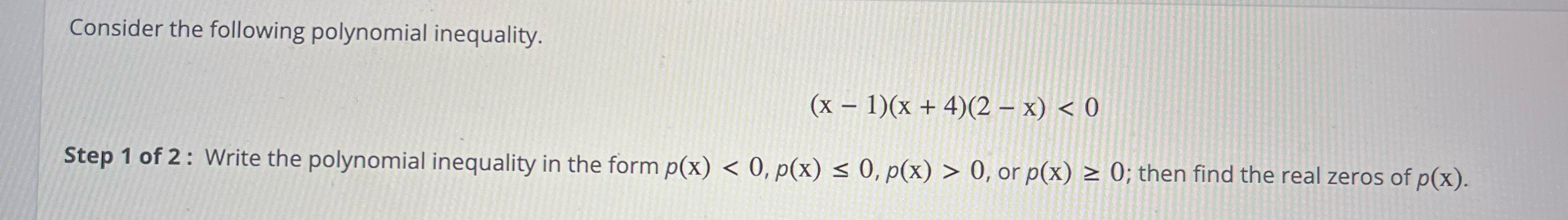 Solved Consider the following polynomial | Chegg.com