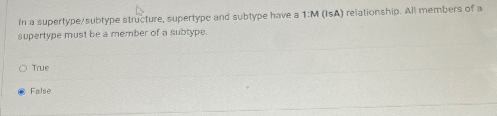 Solved In a supertype/subtype structure, supertype and | Chegg.com
