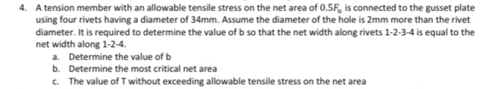 Solved A tension member with an allowable tensile stress on | Chegg.com