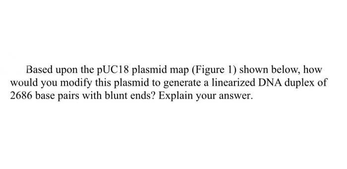 Solved Based upon the pUC18 plasmid map (Figure 1) shown | Chegg.com