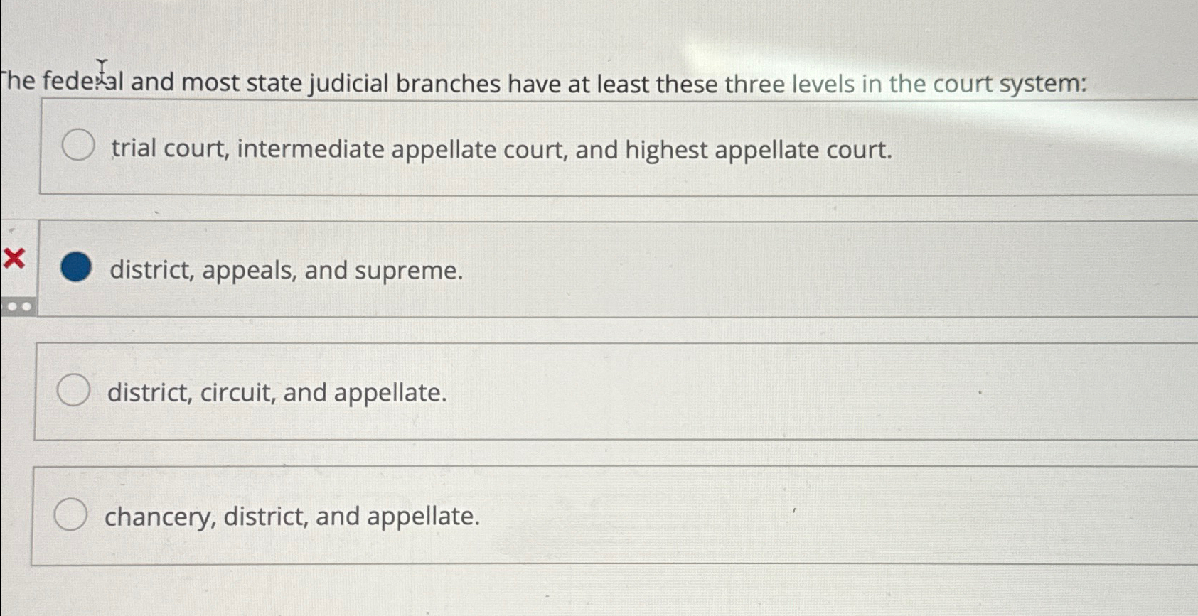 Solved The fede:Yal and most state judicial branches have at | Chegg.com