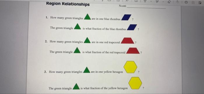 Solved Region Relationships NAME 1. How many green triangles | Chegg.com