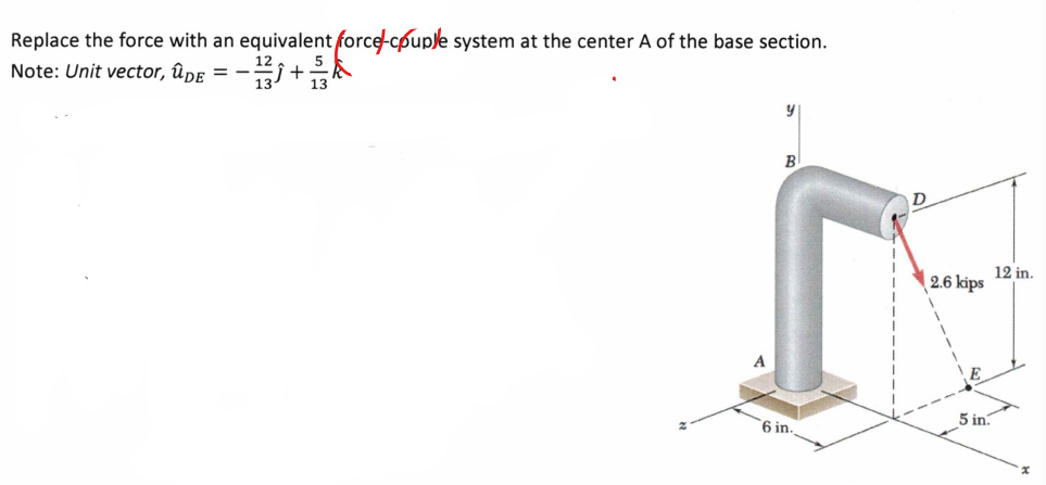 Solved Replace the force with an equivalent force-couple | Chegg.com