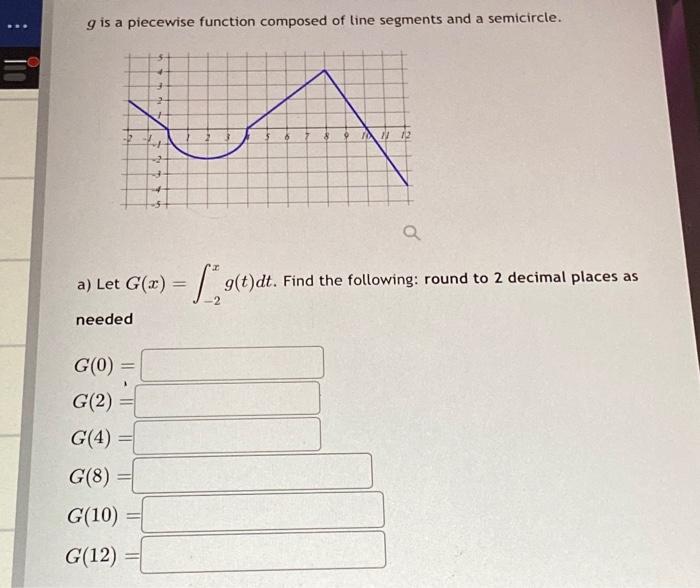 Solved G Is A Piecewise Function Composed Of Tine Segments