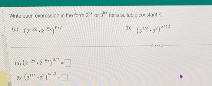 Solved Write each expression in the form 2kx or 3kx for a | Chegg.com