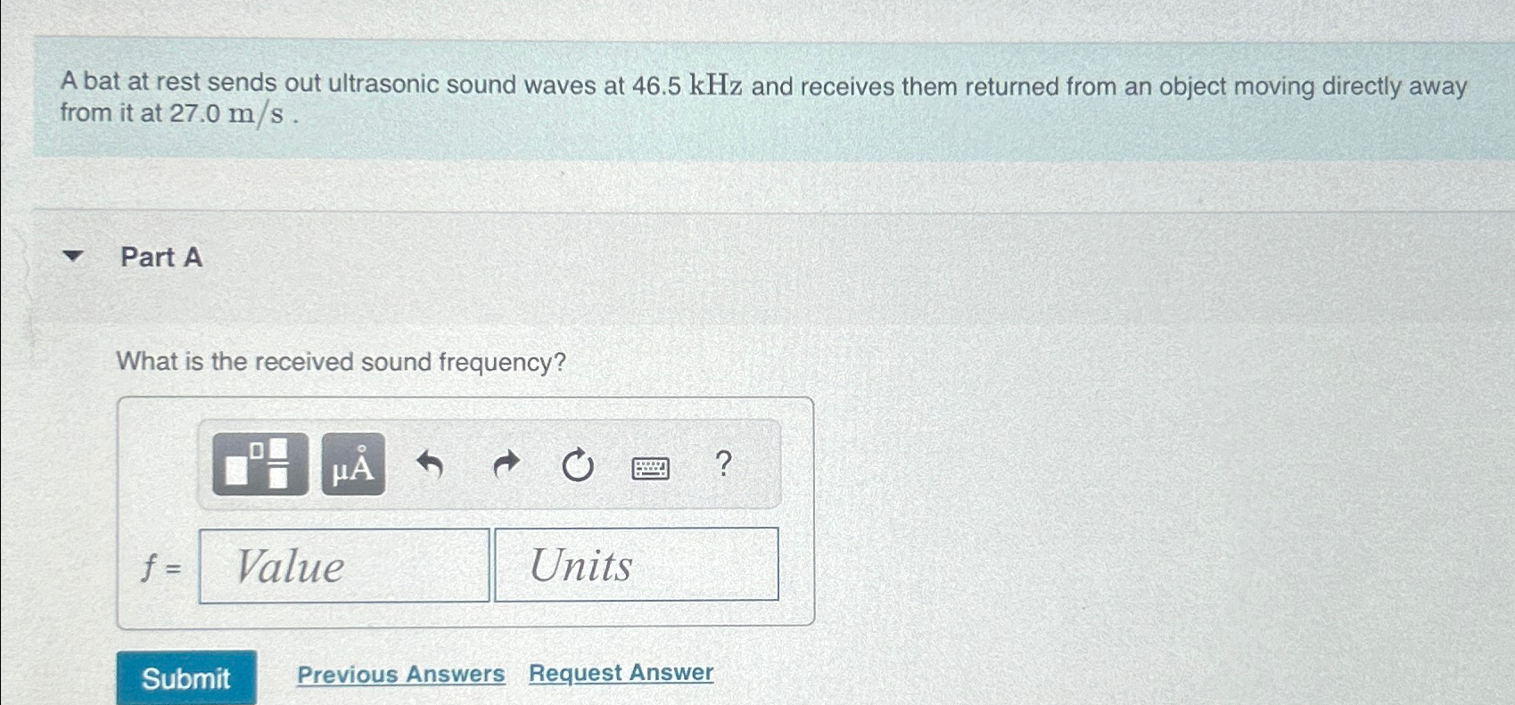 Solved A bat at rest sends out ultrasonic sound waves at | Chegg.com