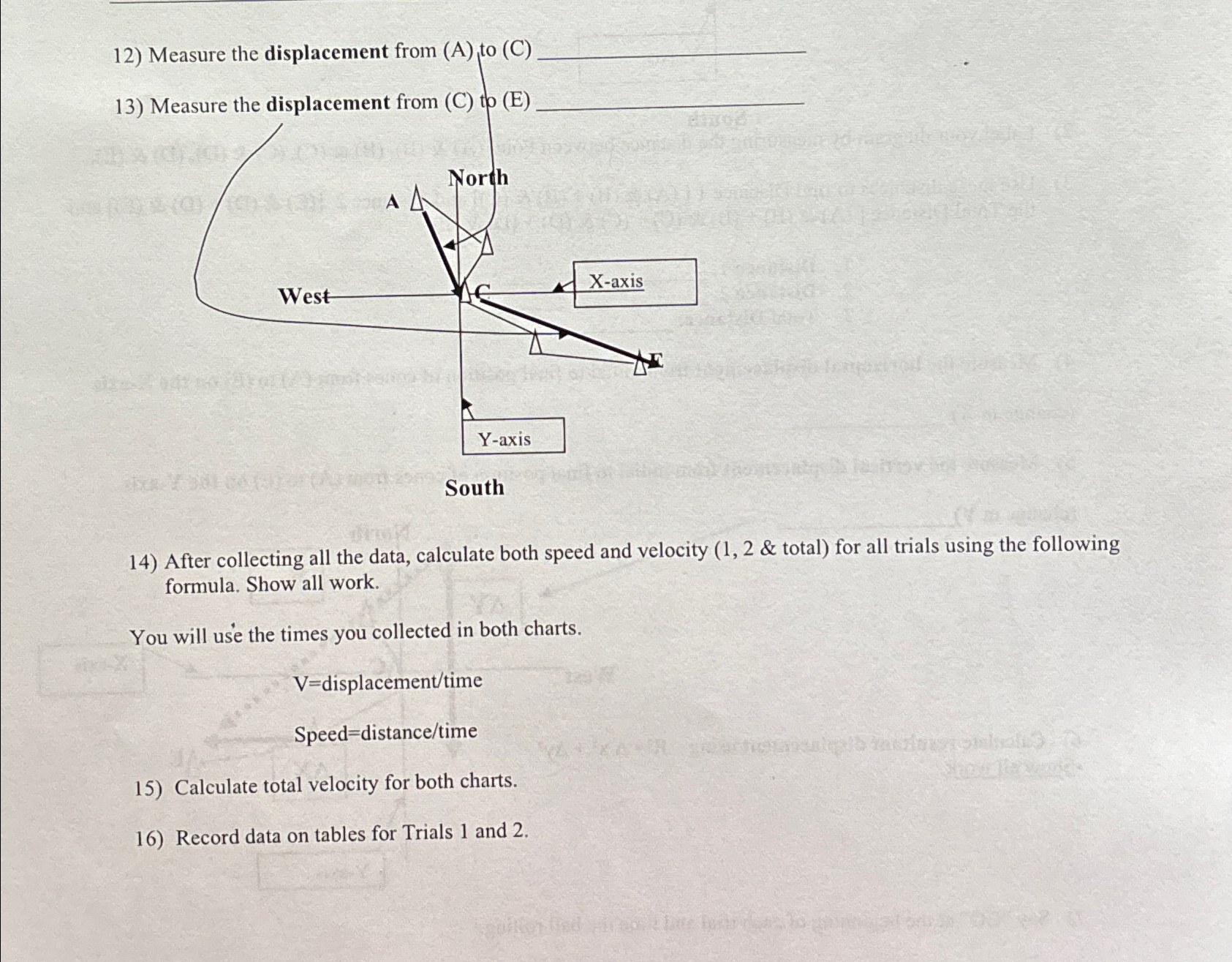 Measure the displacement from (A) ﻿to (C)Measure the | Chegg.com