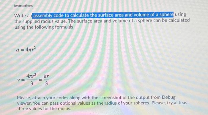 Solved Instructions Write an assembly code to calculate the | Chegg.com