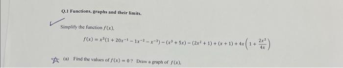 Solved Q.1 Functions, graphs and their limits. Simplify the | Chegg.com