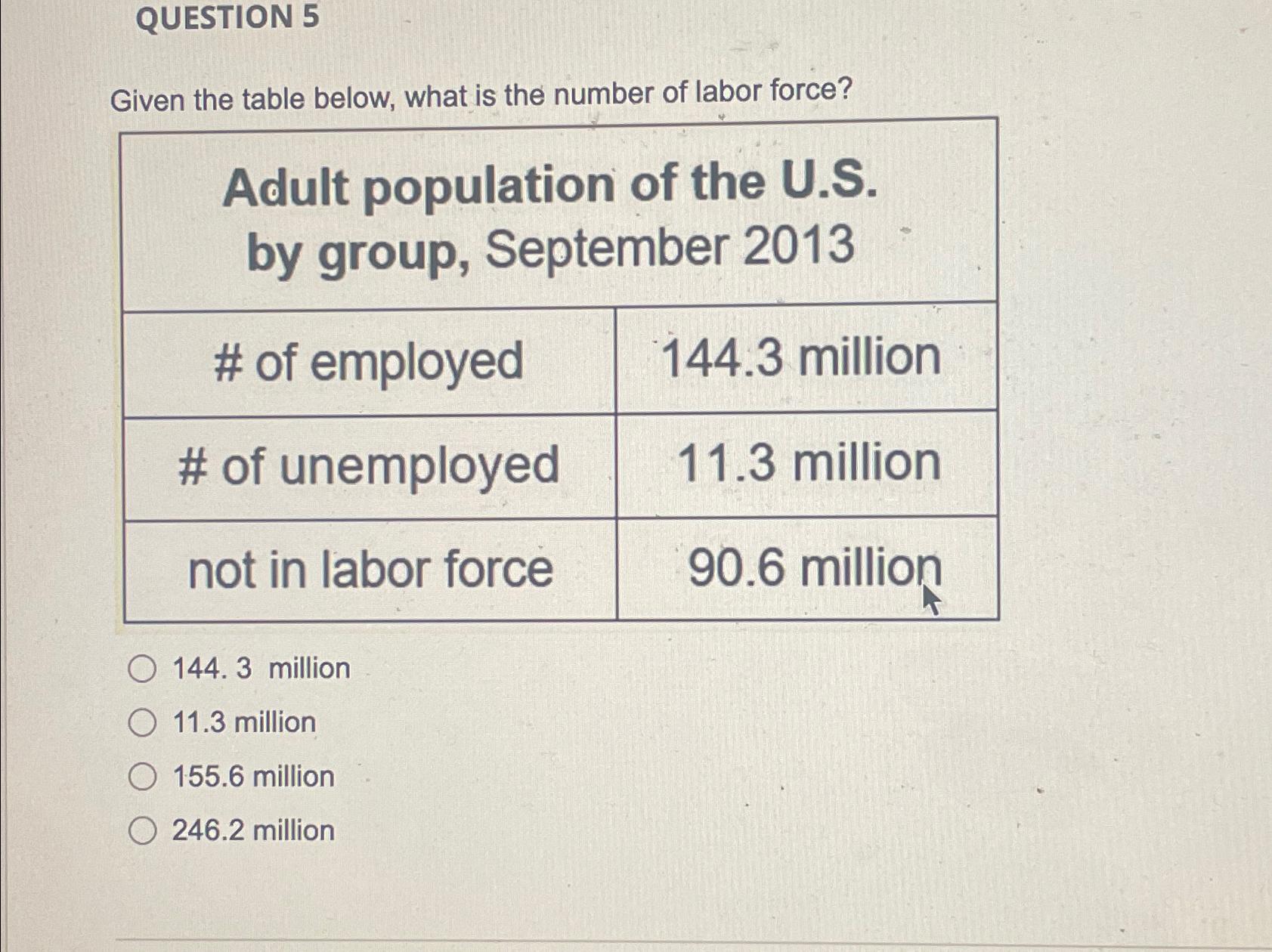 Solved QUESTION 5Given the table below, what is the number | Chegg.com