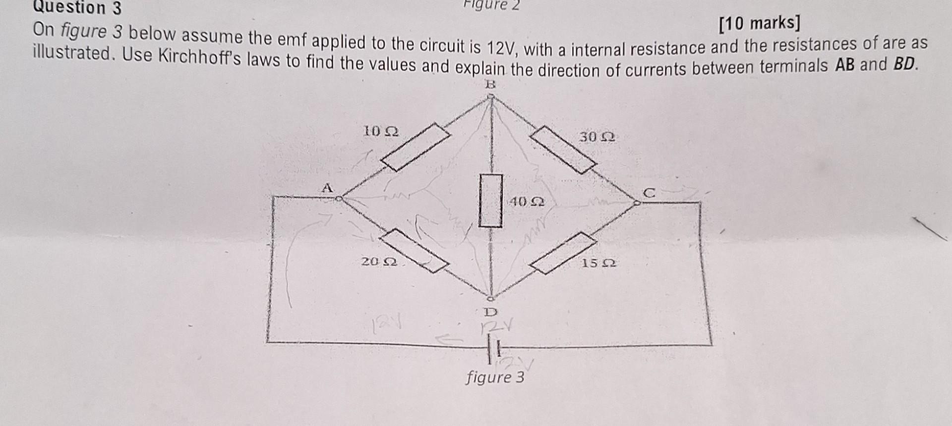 Solved On figure 3 below assume the emf applied to the | Chegg.com