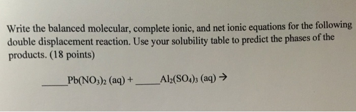 Solved Write the balanced molecular, complete ionic, and net | Chegg.com