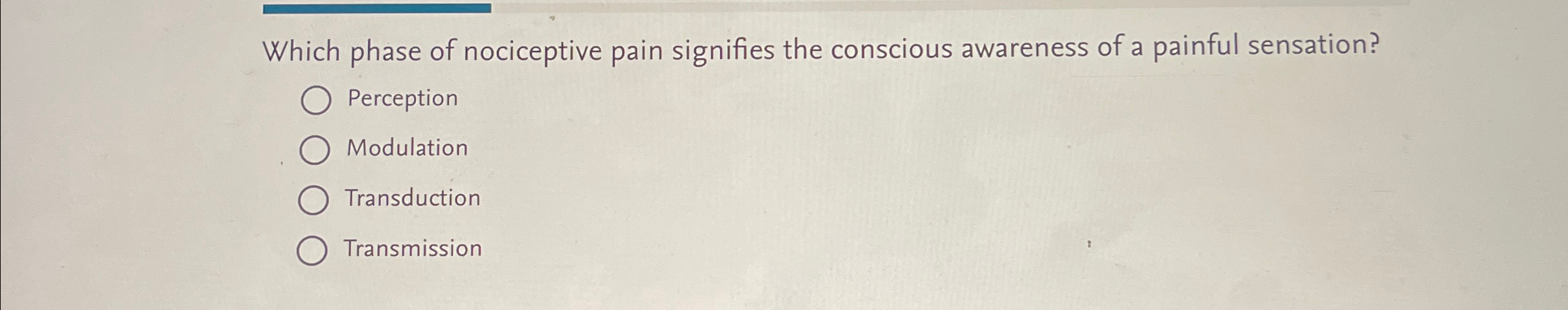 Solved Which phase of nociceptive pain signifies the | Chegg.com