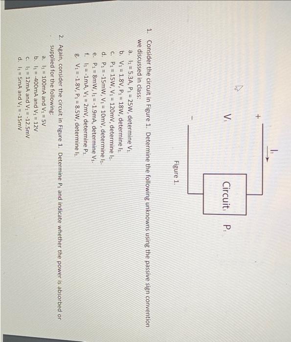 Solved 1. Consider the circuit in Figure 1. Determine the | Chegg.com