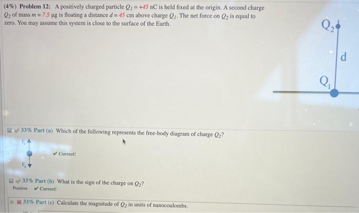 Solved (4\%) Problem 12: A positively charged particle | Chegg.com