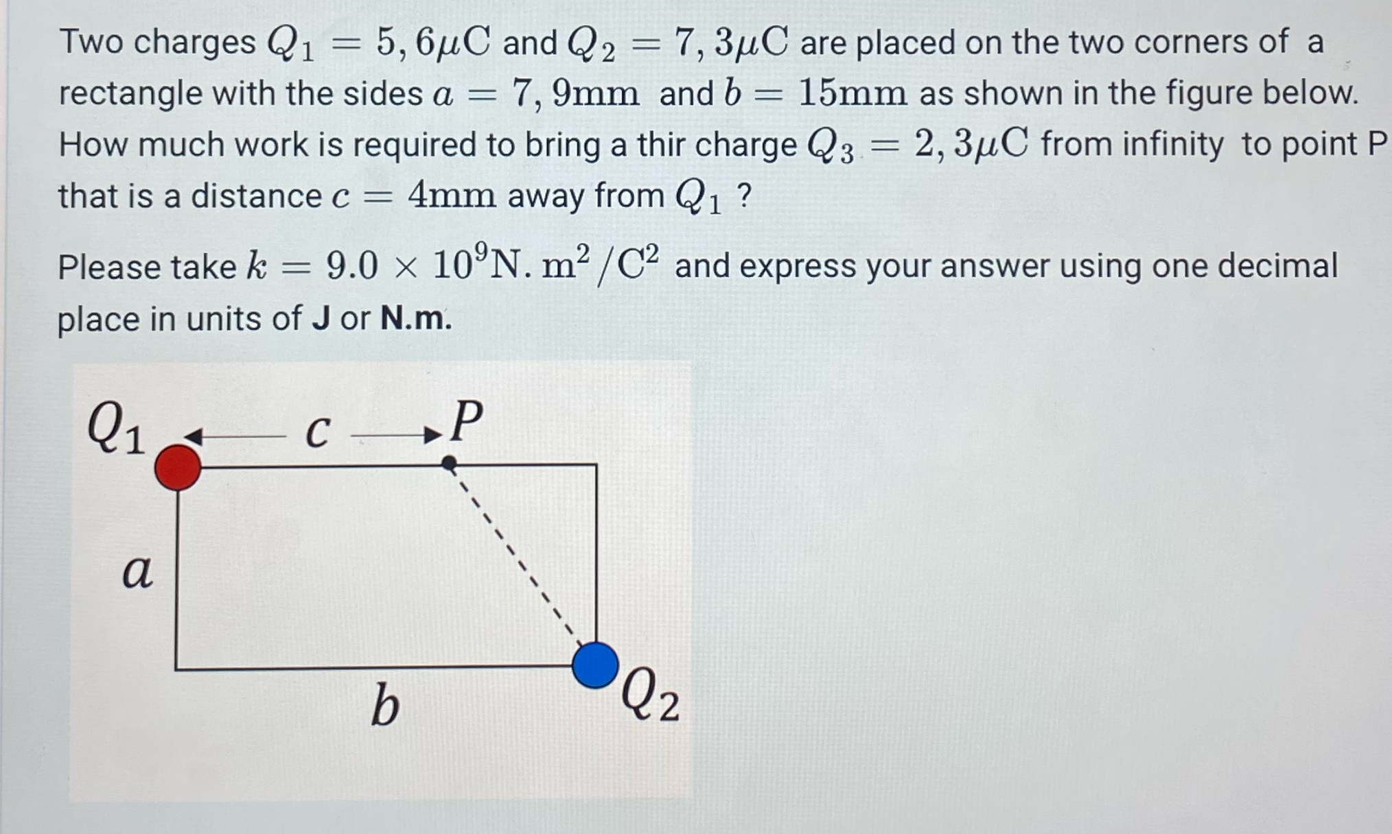 Solved Two charges Q1=5,6μC ﻿and Q2=7,3μC ﻿are placed on the | Chegg.com