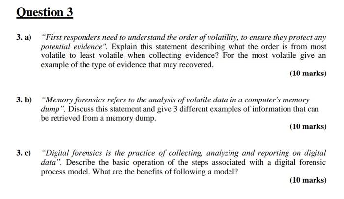 Solved 3. a) "First responders need to understand the order | Chegg.com