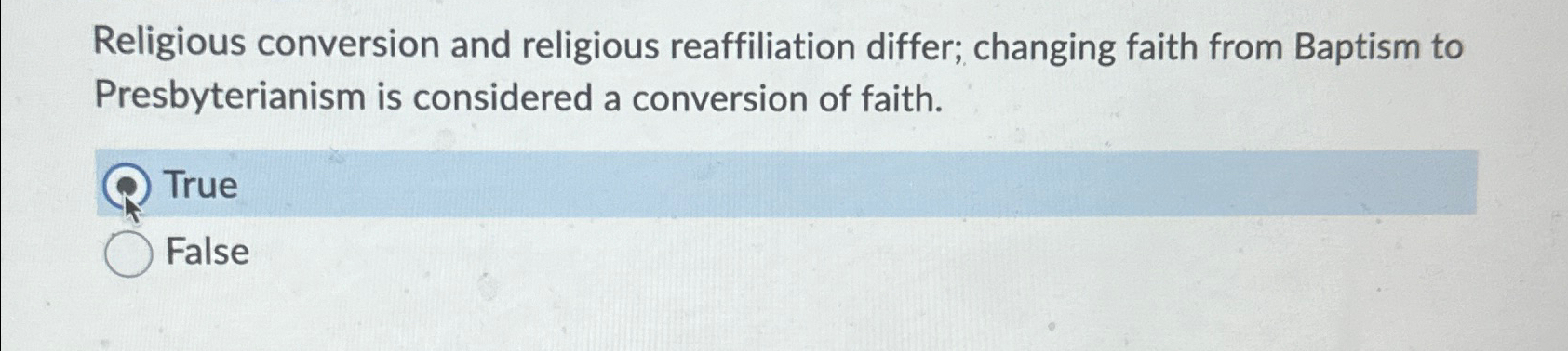 Solved Religious conversion and religious reaffiliation | Chegg.com