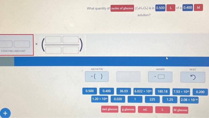 Solved What quantity of moles of glucose (C6H12O6) is in | Chegg.com