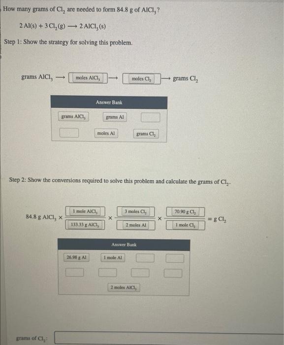 Solved How many grams of Cl2 are needed to form 84.8 g of | Chegg.com