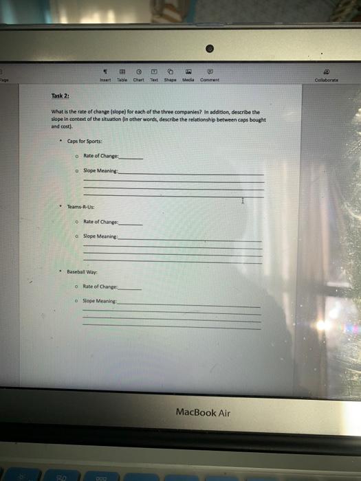 Table Chart Text OR Insert Shape Media Comment | Chegg.com