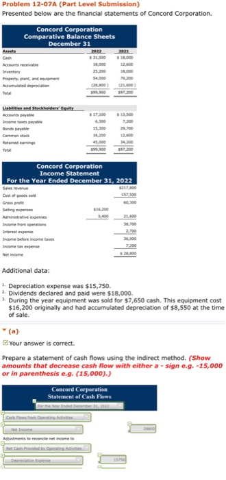 Solved Problem 12-07A (Part Level Submission) Presented | Chegg.com