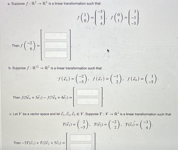 Solved a. Suppose f:R2→R3 is a linear transformation such | Chegg.com