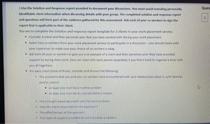 Solved 1.Use the Solution and Response report provided to | Chegg.com