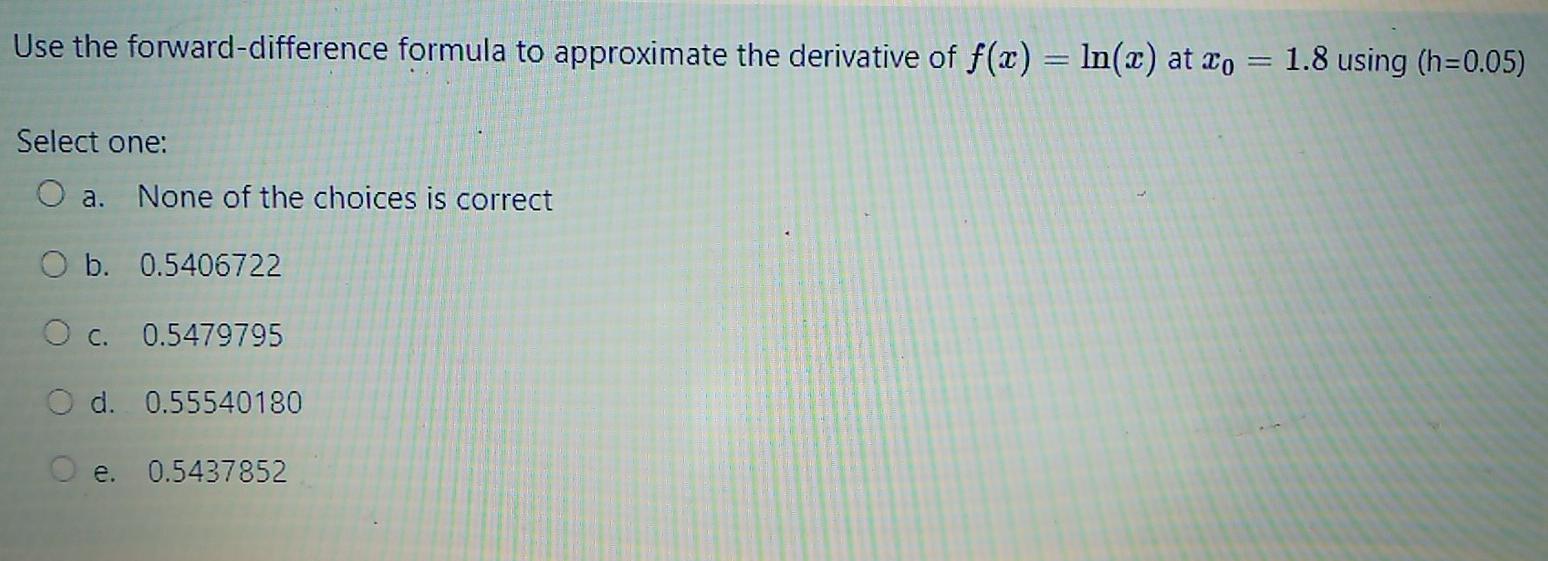 Solved Use the forward-difference formula to approximate the | Chegg.com