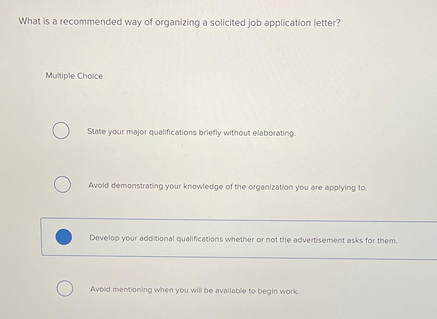 Solved What is a recommended way of organizing a solicited | Chegg.com