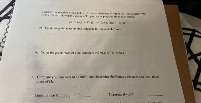 Solved 3. Consider the reaction shown below. In one | Chegg.com