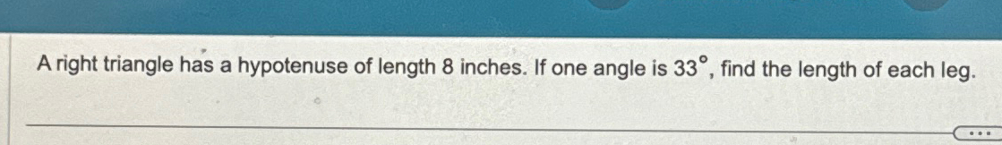 Solved A right triangle has a hypotenuse of length 8 | Chegg.com