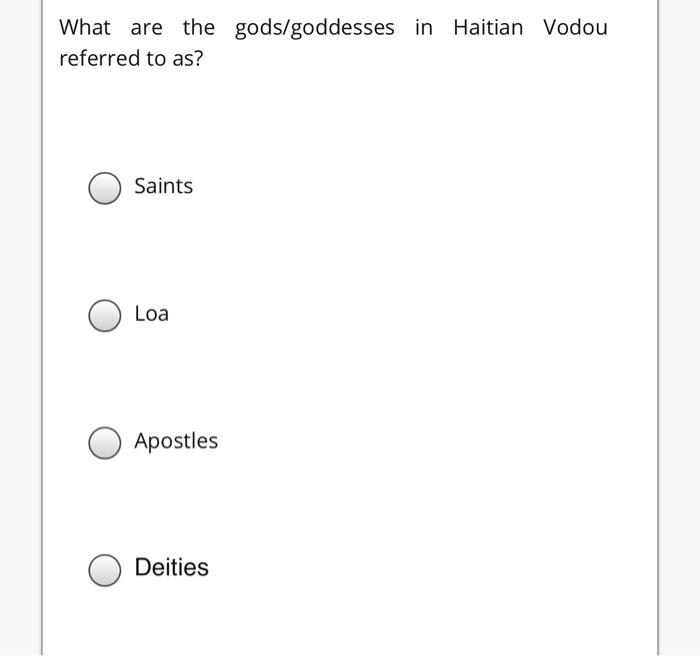 Solved What are the gods/goddesses in Haitian Vodou referred | Chegg.com