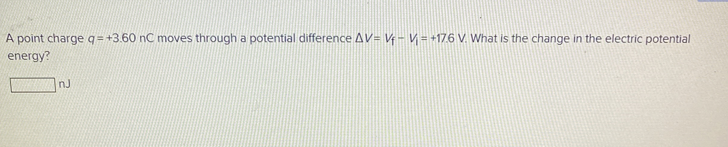 Solved A point charge q=+3.60nC ﻿moves through a potential | Chegg.com