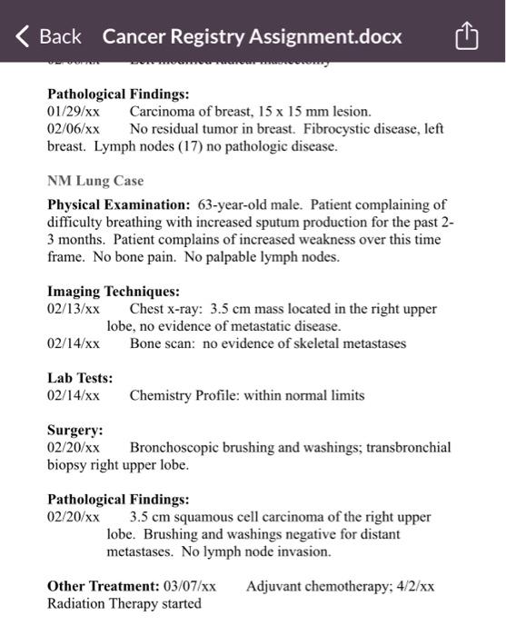 Solved Part 3: Cancer Staging Assignment (8 Points) | Chegg.com